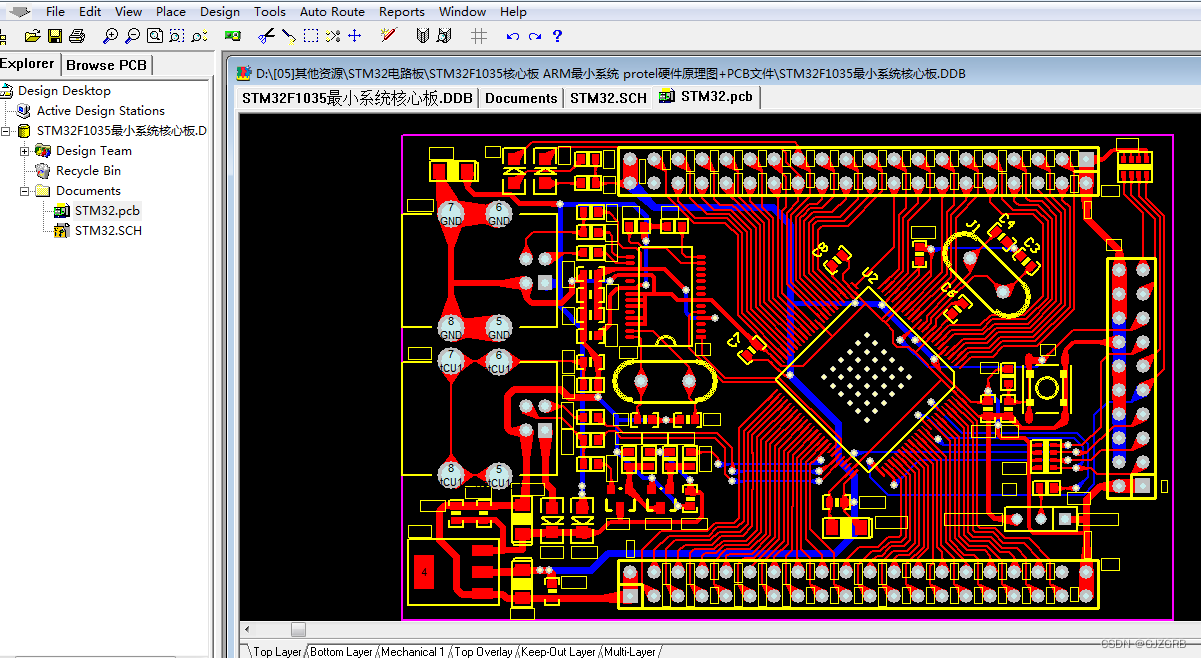 Stm32f103单片机核心板stm32最小系统开发板 Protel99se 设计硬件原理图pcb文件stm32f103vet6 Protel99原理图pcb源文件 Csdn博客