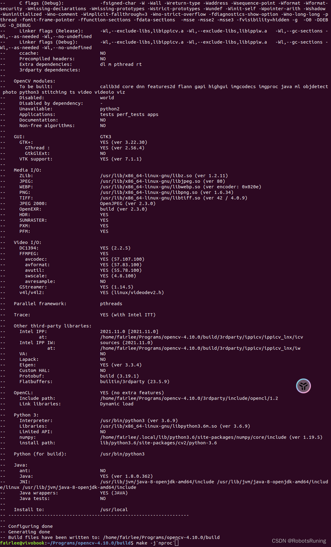 Ubuntu18.04 安装opencv 4.8.0教程（亲测可用）_ubuntu18.04安装opencv4.8-CSDN博客