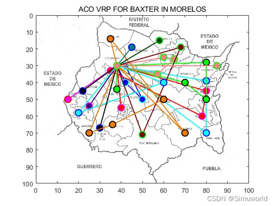 基于ACO蚁群优化的VRP路线规划问题求解matlab仿真_aco-vrp-CSDN博客