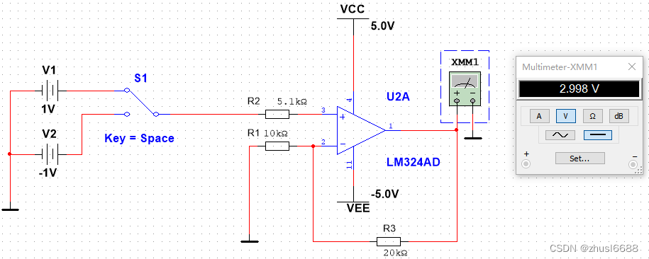 Multisim14.0仿真应用设计（二）基于LM324的同相放大器仿真_multisim lm324输出为0-CSDN博客
