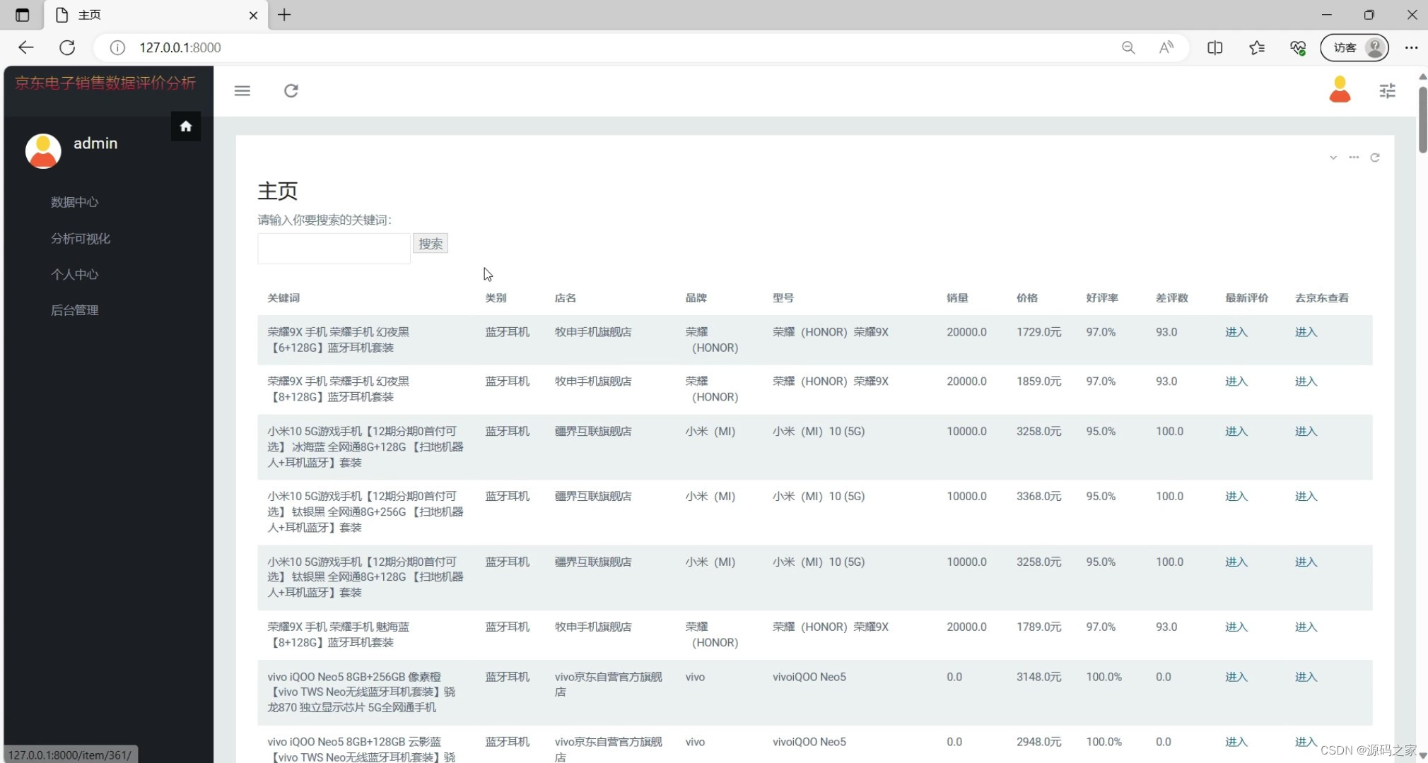 基于python商品评论数据分析可视化系统requests爬虫django框架(源码) 基于网络爬虫的用户评论数据分析系统 Csdn博客