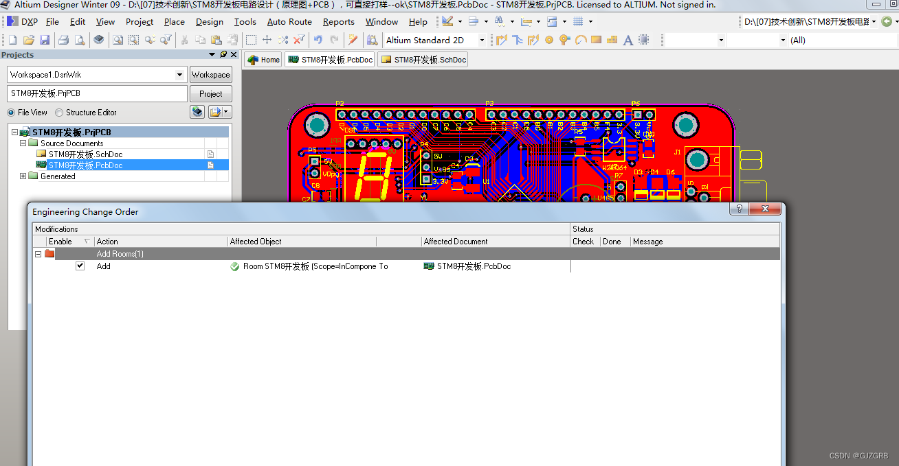 基于STM8S105单片机STM8评估开发板硬件（原理图+PCB+BOM)工程文件，AD09设计的工程文件-CSDN博客