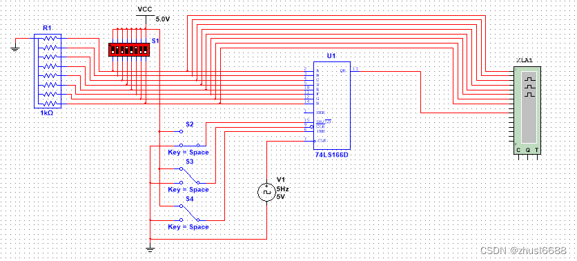 Multisim14.0仿真应用设计（三十六）74LS166 8位边沿触发式移位寄存器应用仿真-CSDN博客