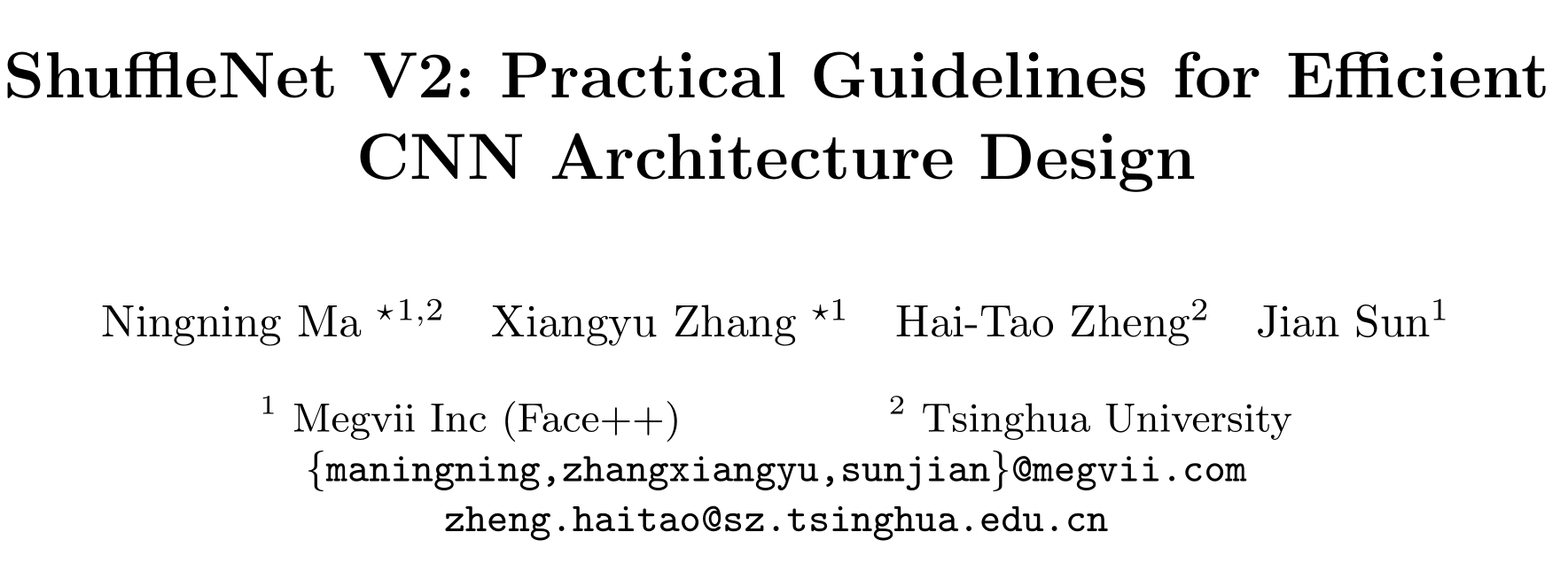 Shufflenet V2 Practical Guidelines For Efficient Cnn Architecture Design（eccv2018） Csdn博客 