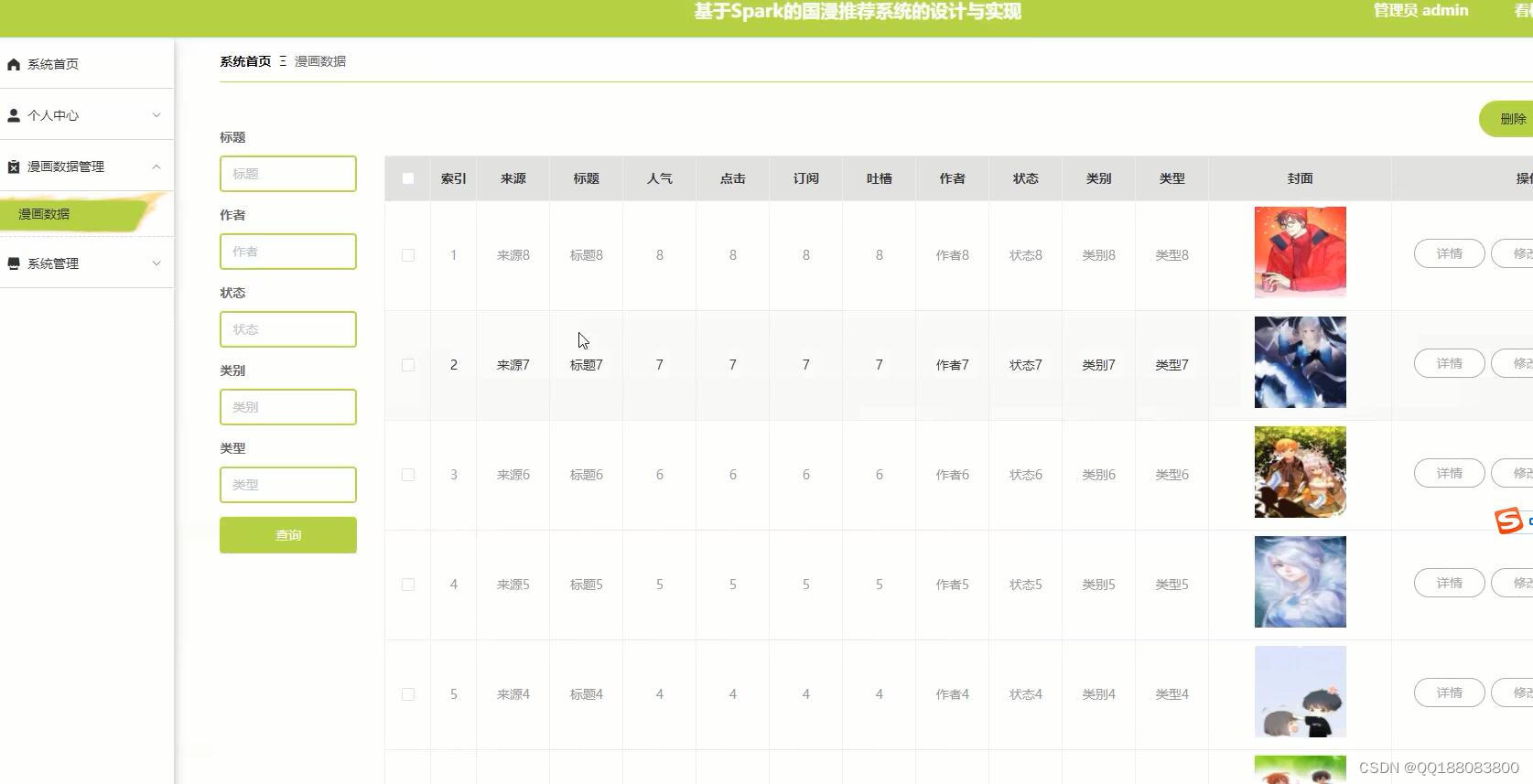 Pythondjango基于spark的国漫画推荐系统 可视化大屏分析python动漫推荐系统 Csdn博客 