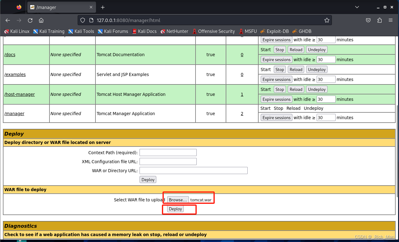 Tomcat弱口令后台部署war包getshell_tomcat部署war包getshell-CSDN博客