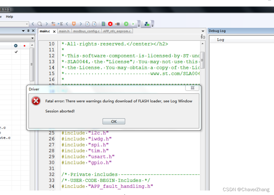 记录IAR错误：Fatal error there are warnings during download of Flash loader, see Log Window Session ...