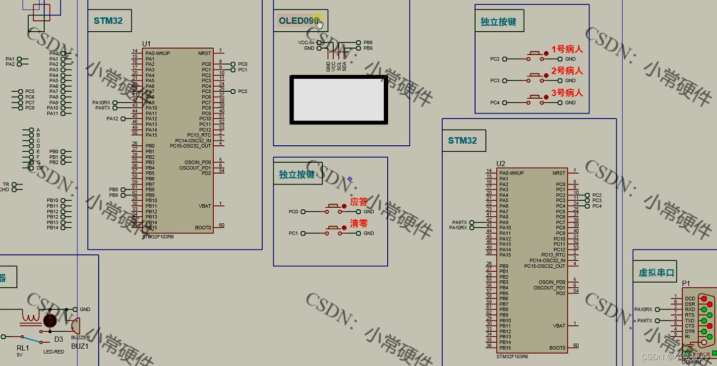 Proteus仿真实例基于stm32单片机的病床呼叫系统(仿真文件程序)24 32f 51 Csdn博客