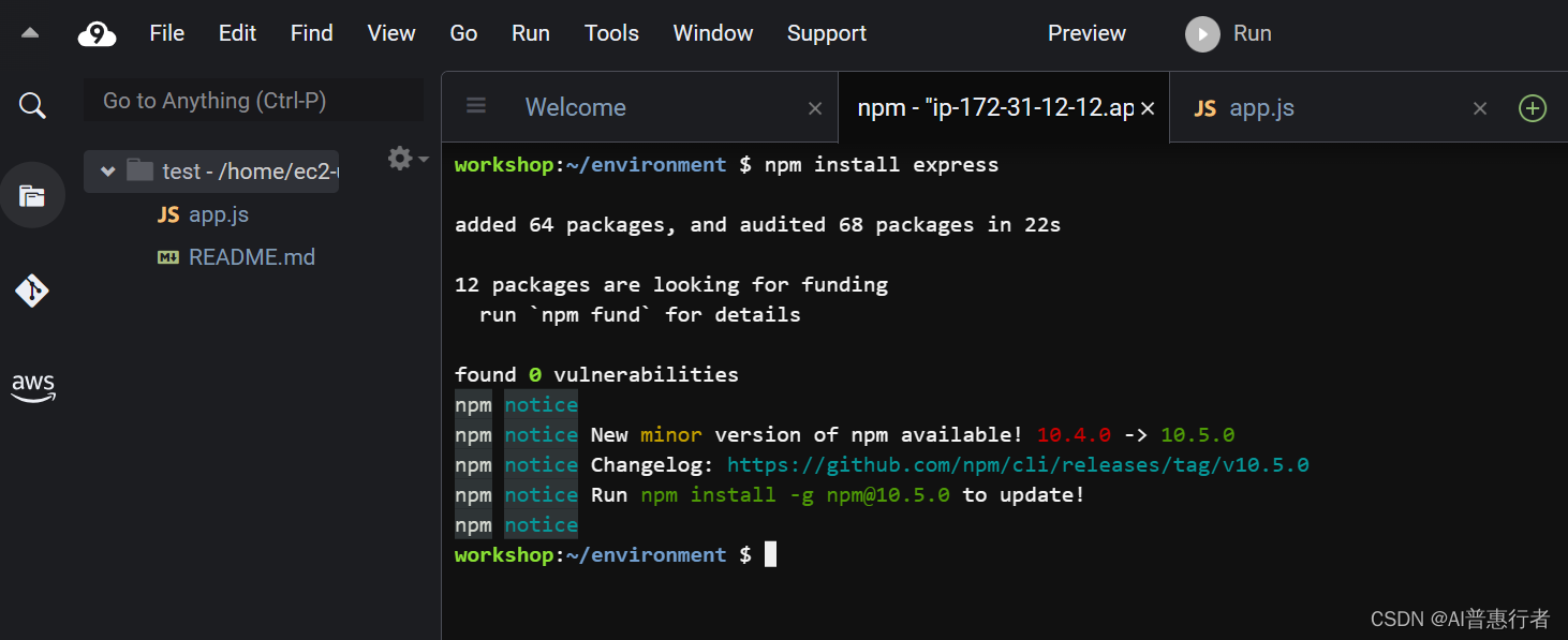 aws入门实践-Cloud9的安装和使用_aws 安装-CSDN博客