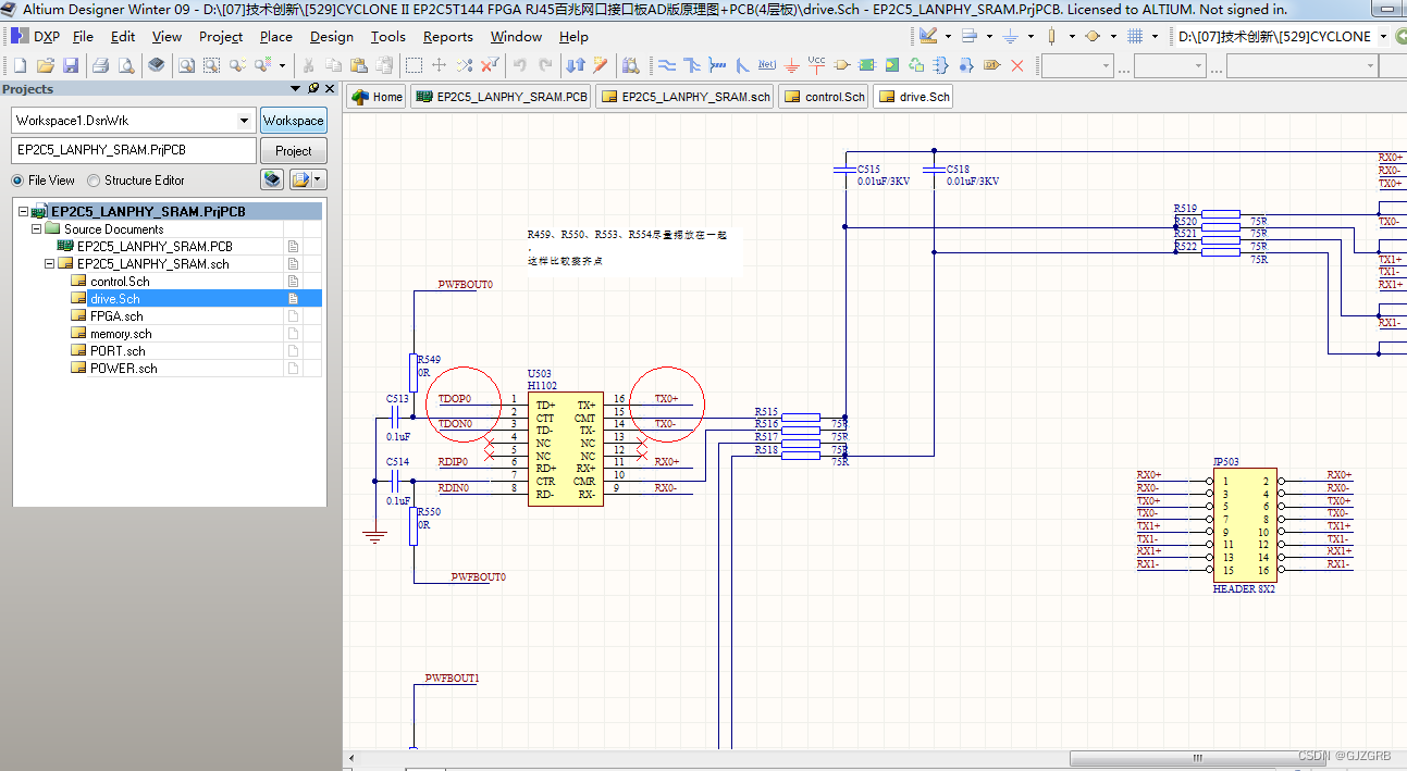 基于ep2c5t144芯片设计cyclone2 Fpga Rj45百兆网口控制板硬件（原理图pcb）工程文件，ad09设计的硬件工程文件ep2c5t144原理图 Csdn博客