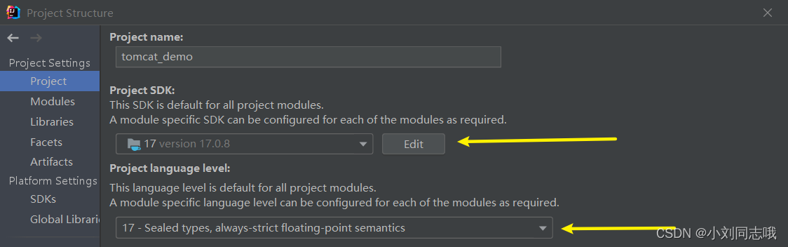 [IDEA] 中JDK版本调整（Language level is invalid or missing in pom.xml. Current project JDK is 17. ）-CSDN博客