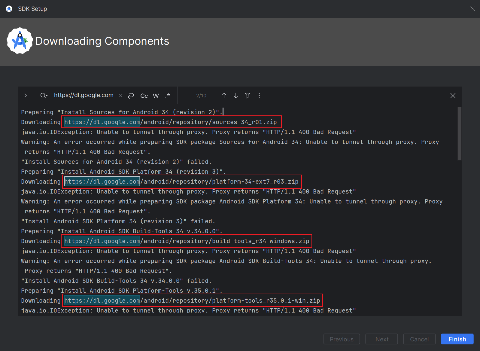 解决AS安装报错：Google APIs Intel x86_64 Atom System Image and 6 more SDK components were not installed ...