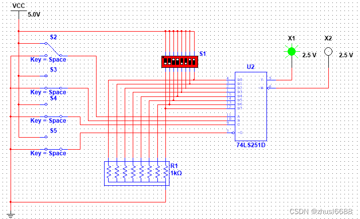 Multisim14.0仿真应用设计（九十三 ）74LS251 数据选择器应用仿真_74ls251真值表-CSDN博客
