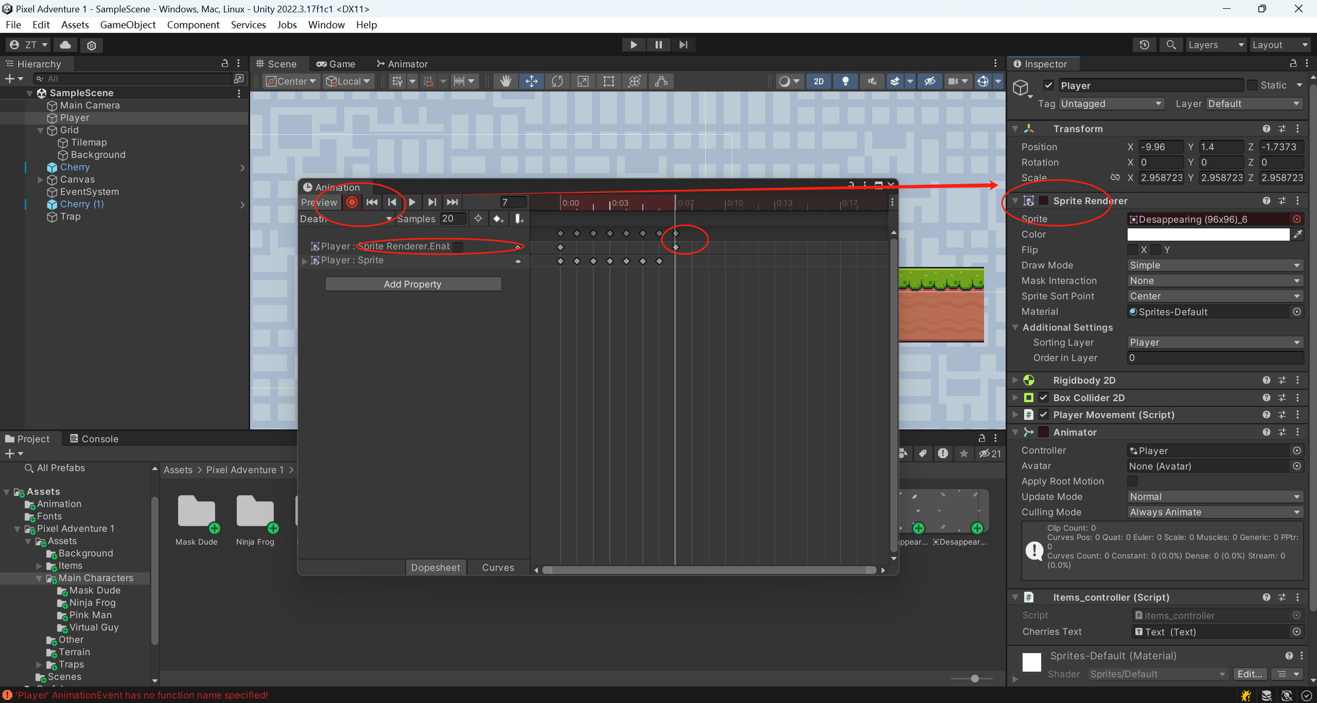 Unity入门实战（Pixel Adventure 1）- 6_unity中的死亡陷阱设置-CSDN博客
