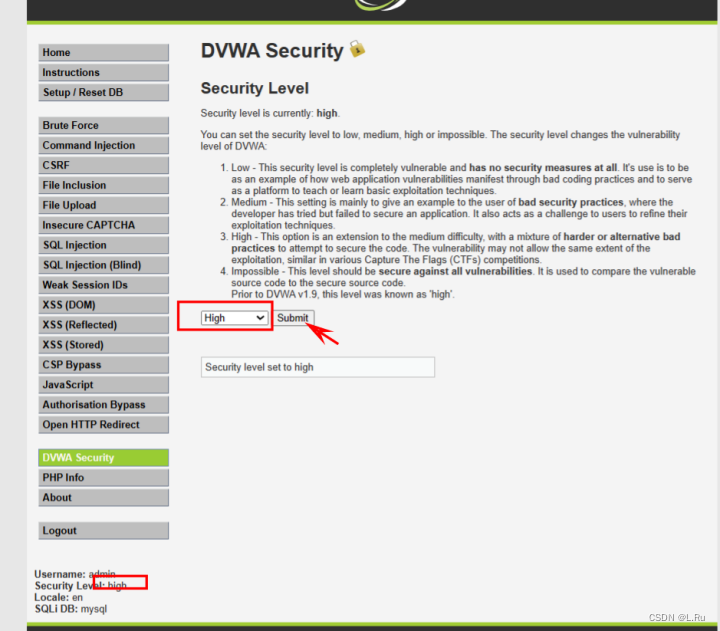 Dvwa Sql Injection模块展开实验利用kali Linux对dvwa的sql Injection模块展开实验包括 6low等级 Csdn博客