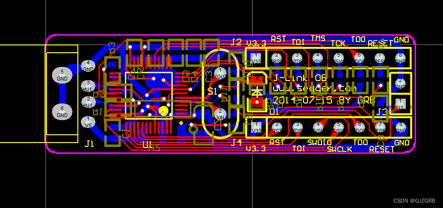 STM32F103C8T6 J-LINK OB SWD+JTAG接口板Protel 99se 设计硬件原理图+PCB文件_j-link ob ...