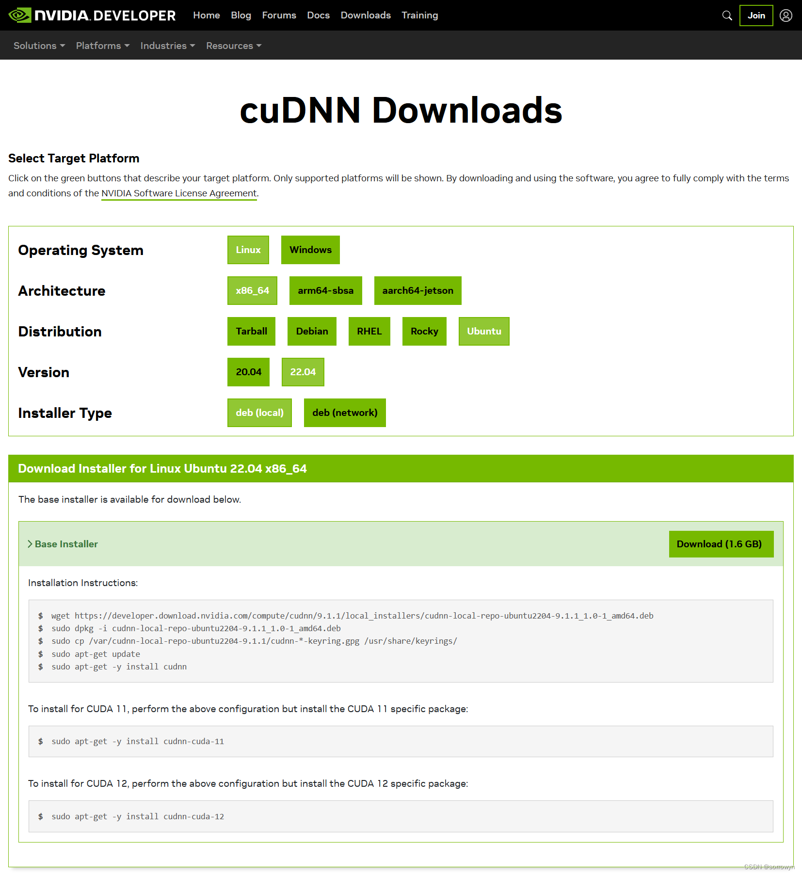 Ubuntu 2204 安装CUDA以及CUDNN_ubuntu2204 安装cuda-CSDN博客