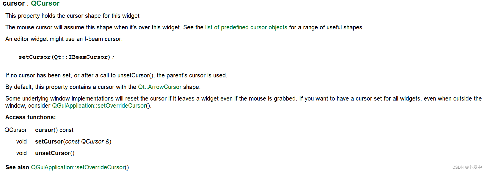 【Qt学习】QWidget的cursor属性 - 介绍与使用（设置光标）_qt光标-CSDN博客