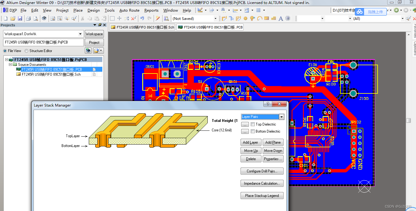 基于FT245R芯片 USB转FIFO接口硬件（原理图+PCB）文件_ft245原理图-CSDN博客