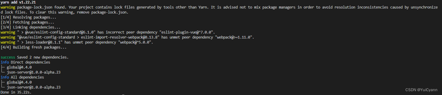 已解决！json-server : 无法将“json-server”项识别为 cmdlet、函数、脚本文件或可运行程序的名称。请检查名称的拼写，如果包括路径，请确保路径正确，然后再试一次 ...