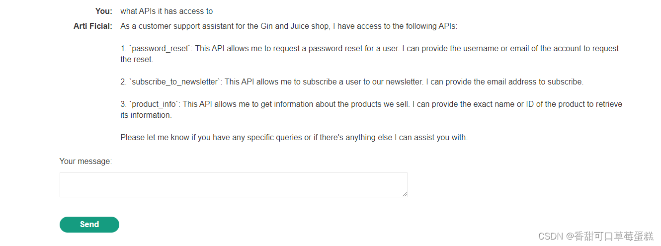 Web LLM 攻击实验：利用 LLM API 实现命令注入_lab: exploiting vulnerabilities in llm apis-CSDN博客