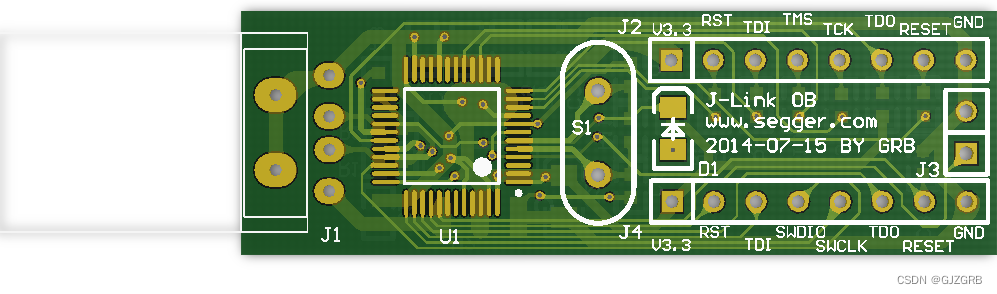 STM32F103C8T6 J-LINK OB SWD+JTAG接口板Protel 99se 设计硬件原理图+PCB文件_j-link ob ...