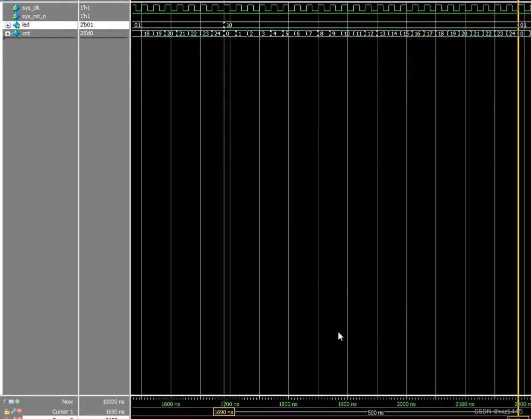 FPGA流水灯——LED（领航者V2）_轮流点亮两个led灯,每个灯点亮时长为0.5s波形仿真-CSDN博客