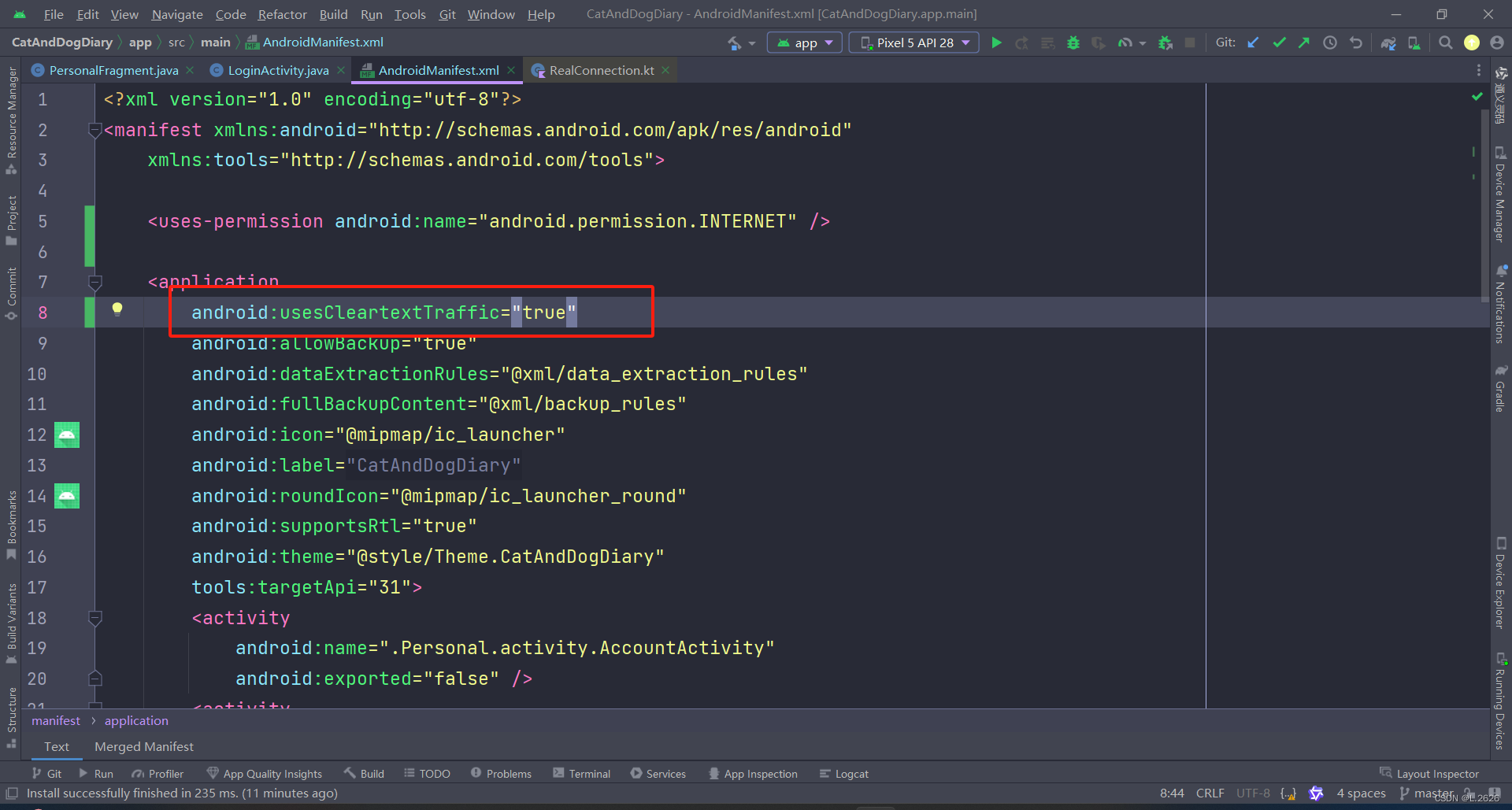 解决安卓OkHttp报错UnknownServiceException CLEARTEXT communication to not permitted by network security ...