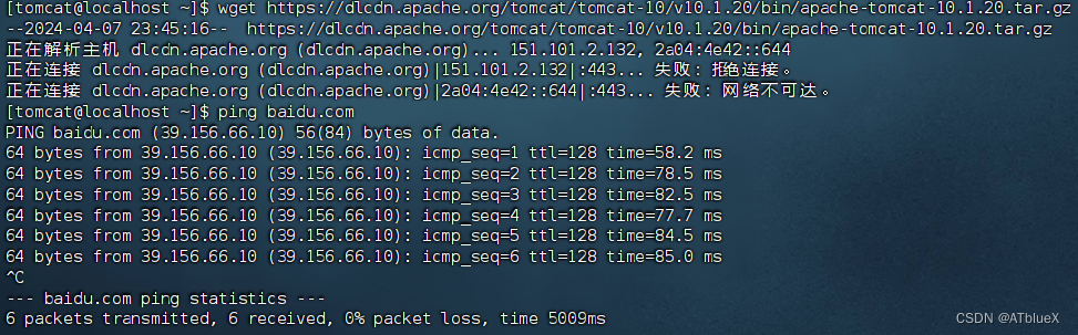 解决：Linux 系统中安装配置Tomcat 10 联网下载wget https://dlcdn.apache.org/tomcat/tomcat-10/v10 压缩包失败，提示拒绝连接/网络 ...