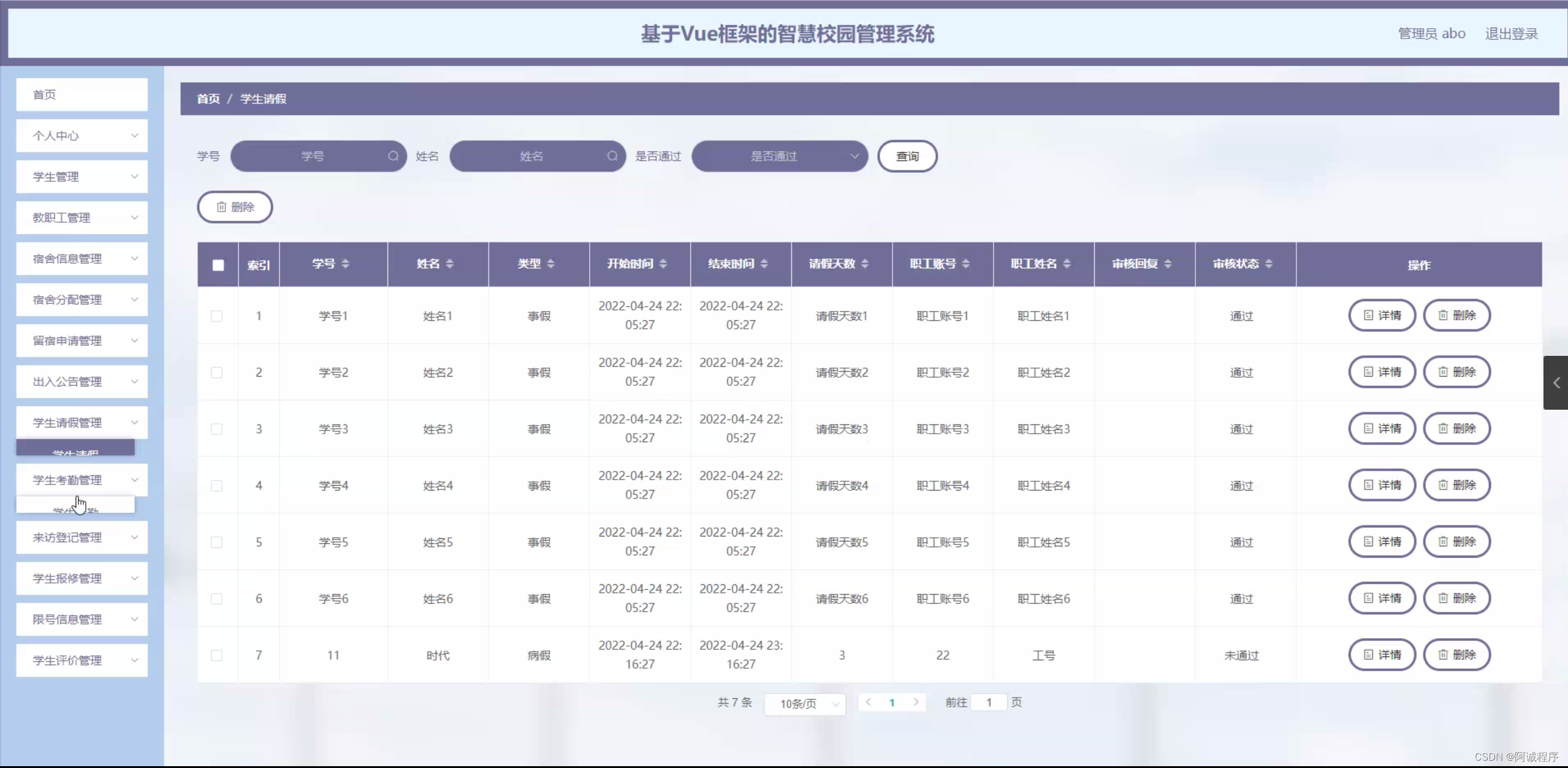 Java基于vue框架的智慧校园管理系统源码mysql文档java校园管理系统 Csdn博客