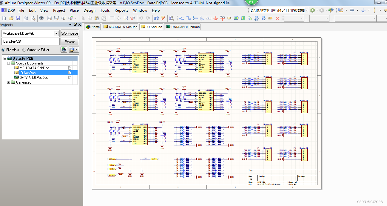 基于STM32F105RBT6单片机+MCP23008设计多路IO工业级数据采集板硬件（原理图+PCB）工程文件_stm32f105rbt6原理图-CSDN博客