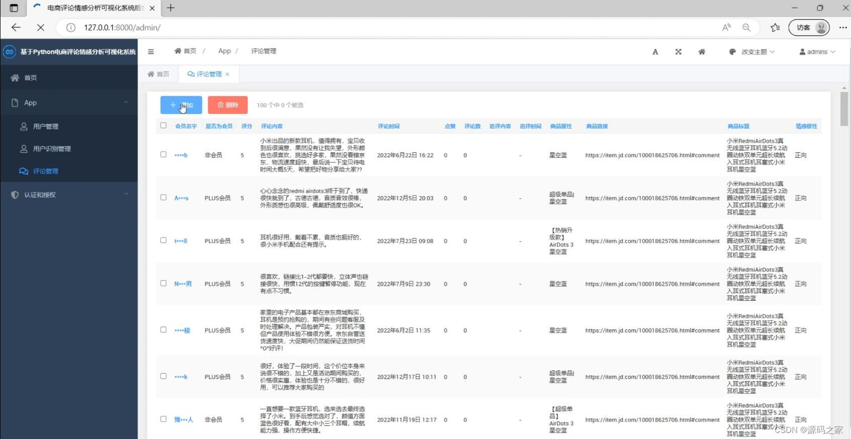 毕业设计:基于python商品评论数据情感分析系统 可视化 Snownlp情感分析 机器学习 Django框架(源码) Csdn博客