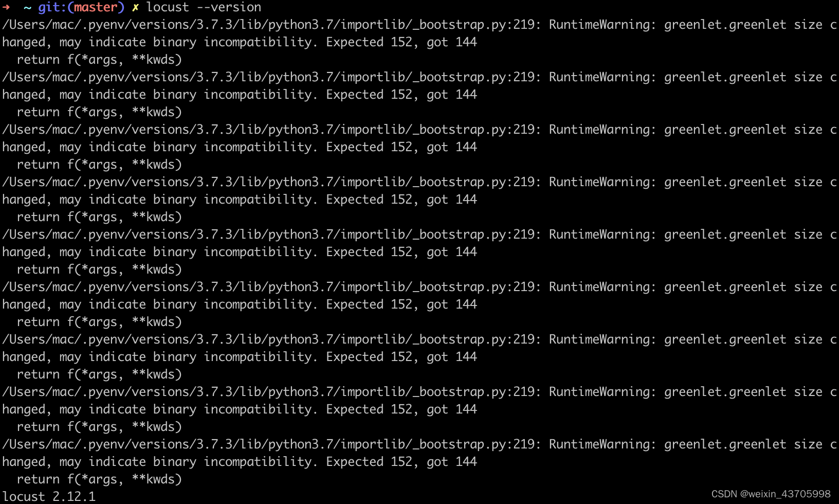 【解决】RuntimeWarning: greenlet.greenlet size changed, may indicate binary incompatibility ...