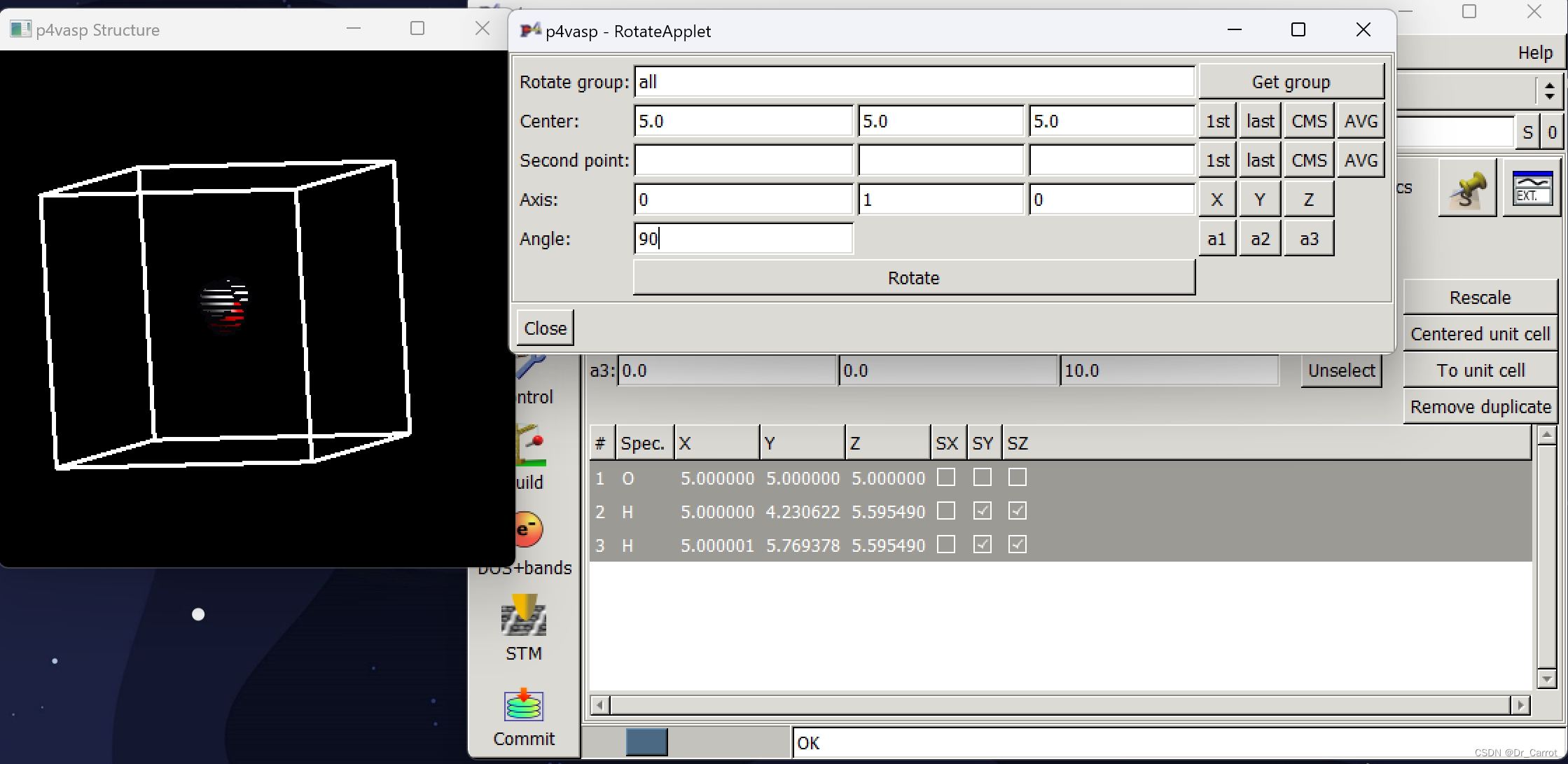 [VASP learning]p4vasp旋转和平移操作和H2O-H-OH2质子传递的反应路径和过渡态定位-CSDN博客