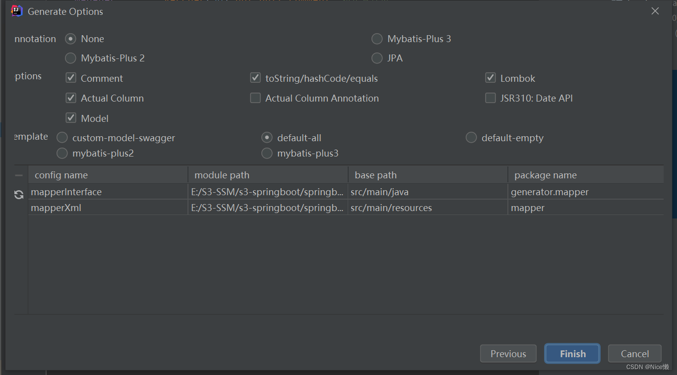 Springboot自动生成，实体类，mapper，xml，数据库用的是mysqlspringboot根据数据库生成类 Csdn博客 