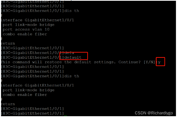 华三基础--清除配置、路由、SSH、VLAN、RSTP、ACL_清空华三交换机配置的命令-CSDN博客