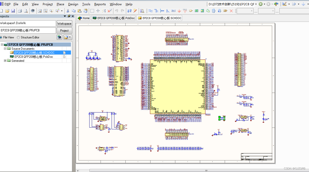 基于fpga Ep2c8q208 Cyclone2最小系统核心板硬件原理图pcb工程文件，ad09设计的硬件工程文件cyclone Ii系列的ep2c8q208芯片 Csdn博客