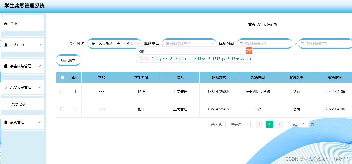 Java毕业设计学生奖惩管理系统（springbootmysqljdk18meven）奖惩管理系统设计 Csdn博客 