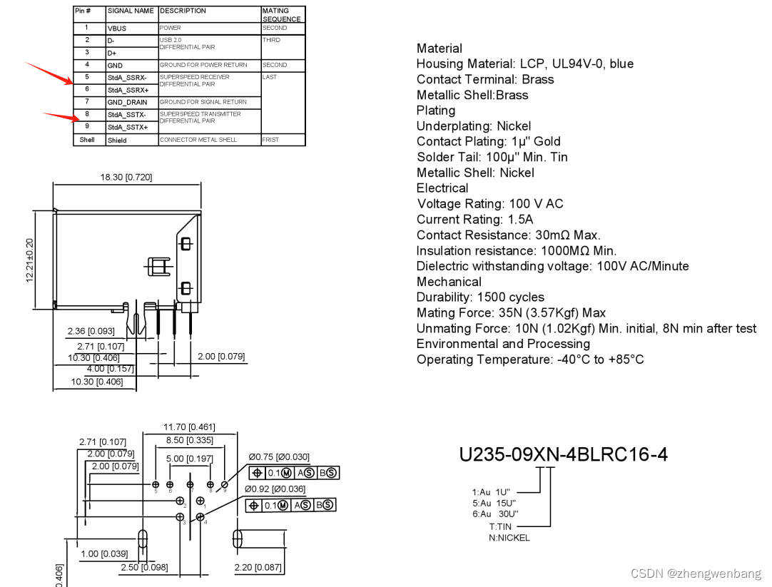 USB3.0 Type-B部分厂家图纸SSTX SSRX信号标识错误说明(U235-091N-4BLRC16-4 )_ssrx和sstx-CSDN博客