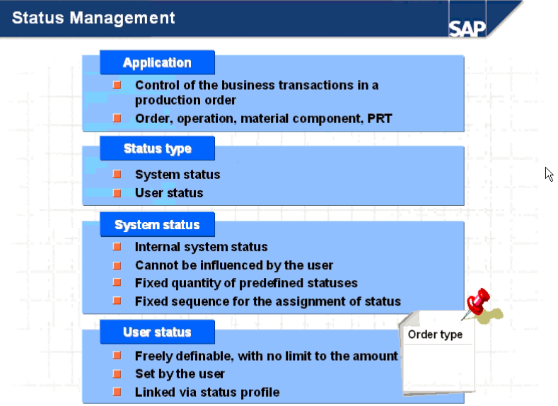 SAP PP学习笔记25 - 生产订单的状态管理(System Status(系统状态)/User Status(用户状态)),物料的可用性 ...