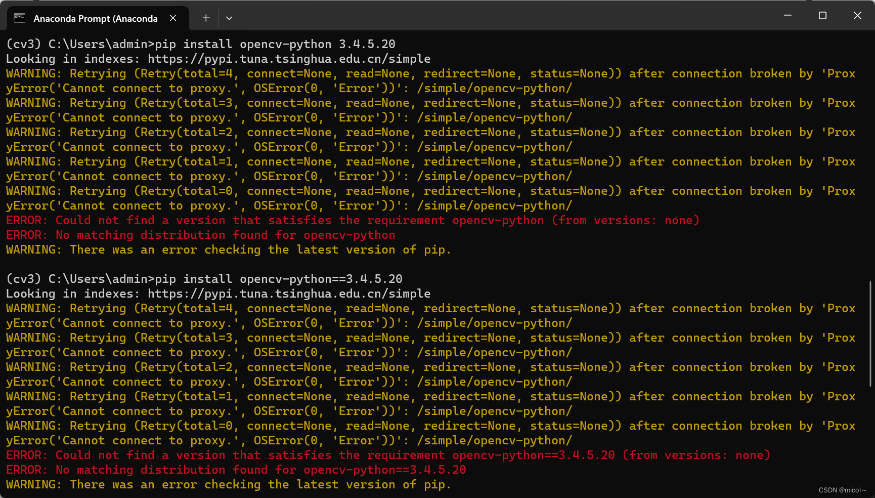 WARNING: Retrying (Retry(total=4, connect=None, read=None, redirect=None, status=None))-CSDN博客