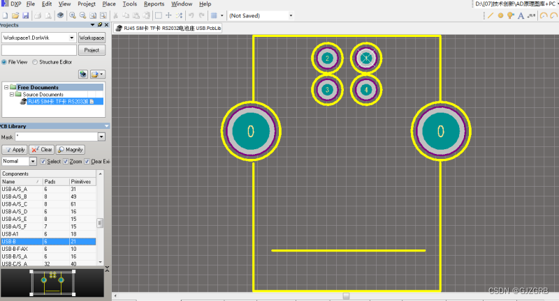 MINI MICRO A型B型D型USB type-c母座 USB 封装库Altium库 AD元件库（ PCB封装库）-CSDN博客