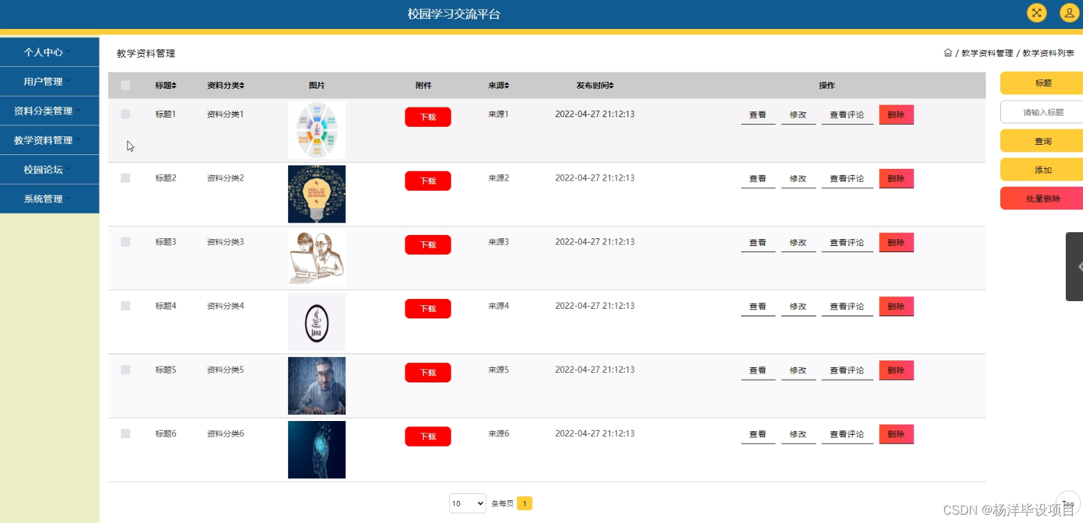 校园学习交流平台 Jsp Java Springmvc Mysql Mybatis 校园交流平台 Csdn博客