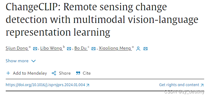 【ChangeCLIP】Remote sensing change detection with multimodal vision-language representation ...