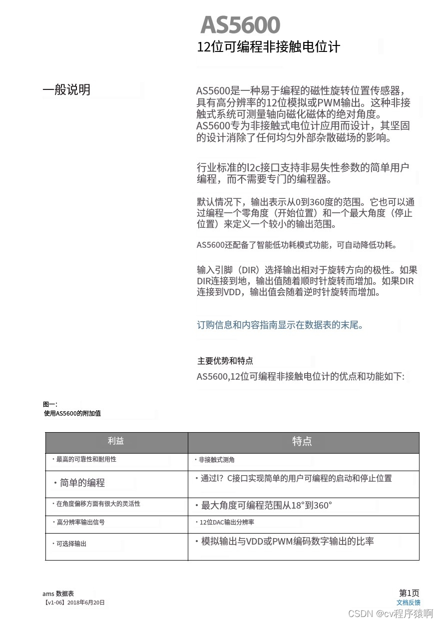 AS5600中文芯片数据手册（中文翻译）_as5600磁编码器中文手册-CSDN博客