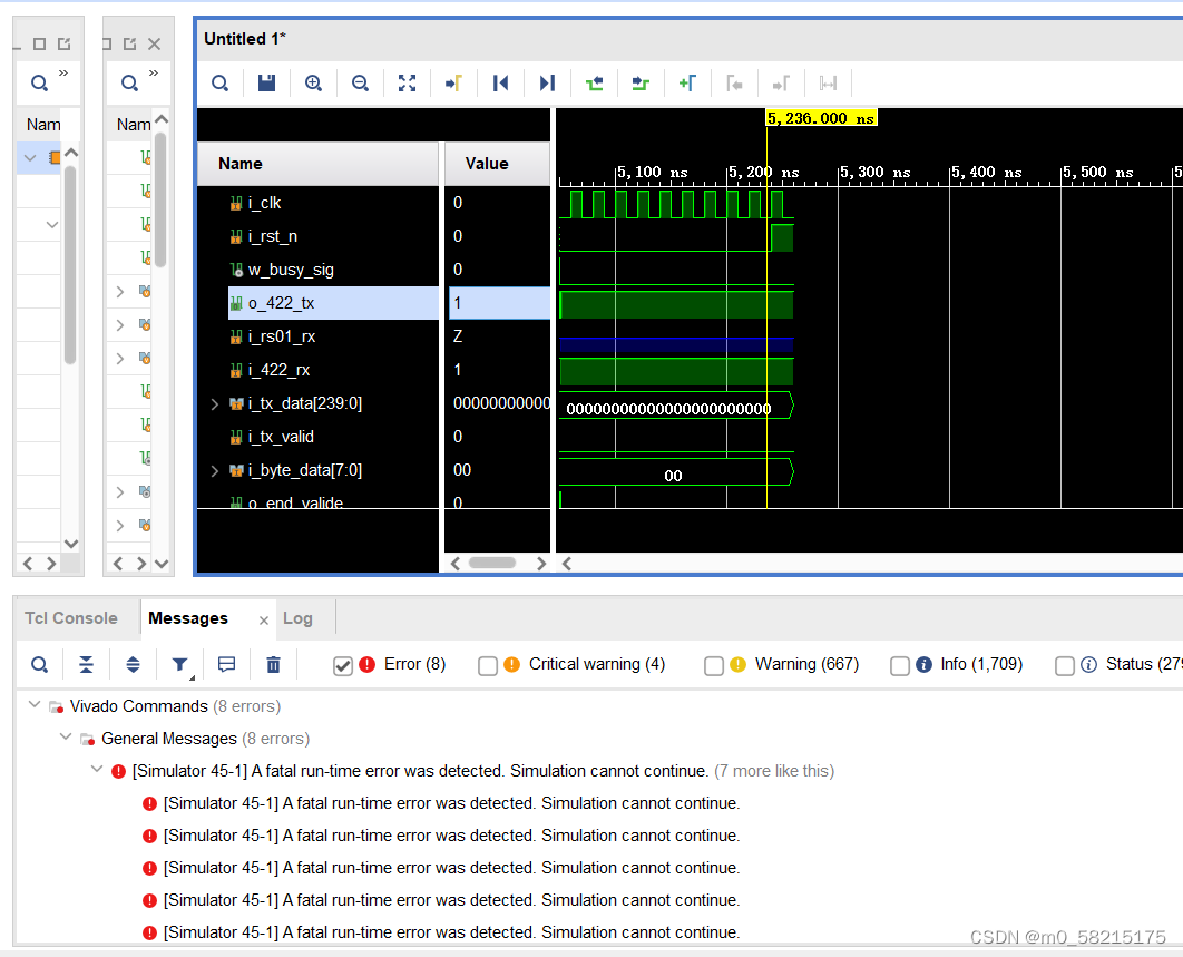 VIVADO:[Simulator 45-1] A fatal run-time error was detected. Simulation cannot continue._error ...