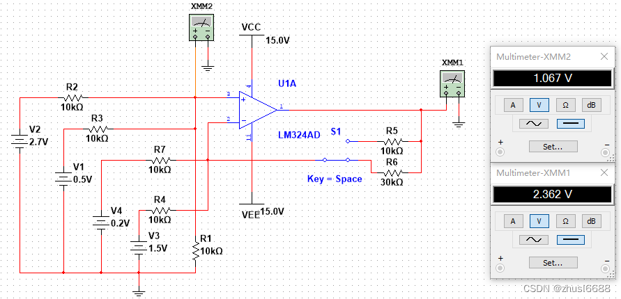 Multisim14.0仿真应用设计（十二）基于LM324的加减运算放大器仿真_multisim通过运算放大器设计如下特定方程式-CSDN博客