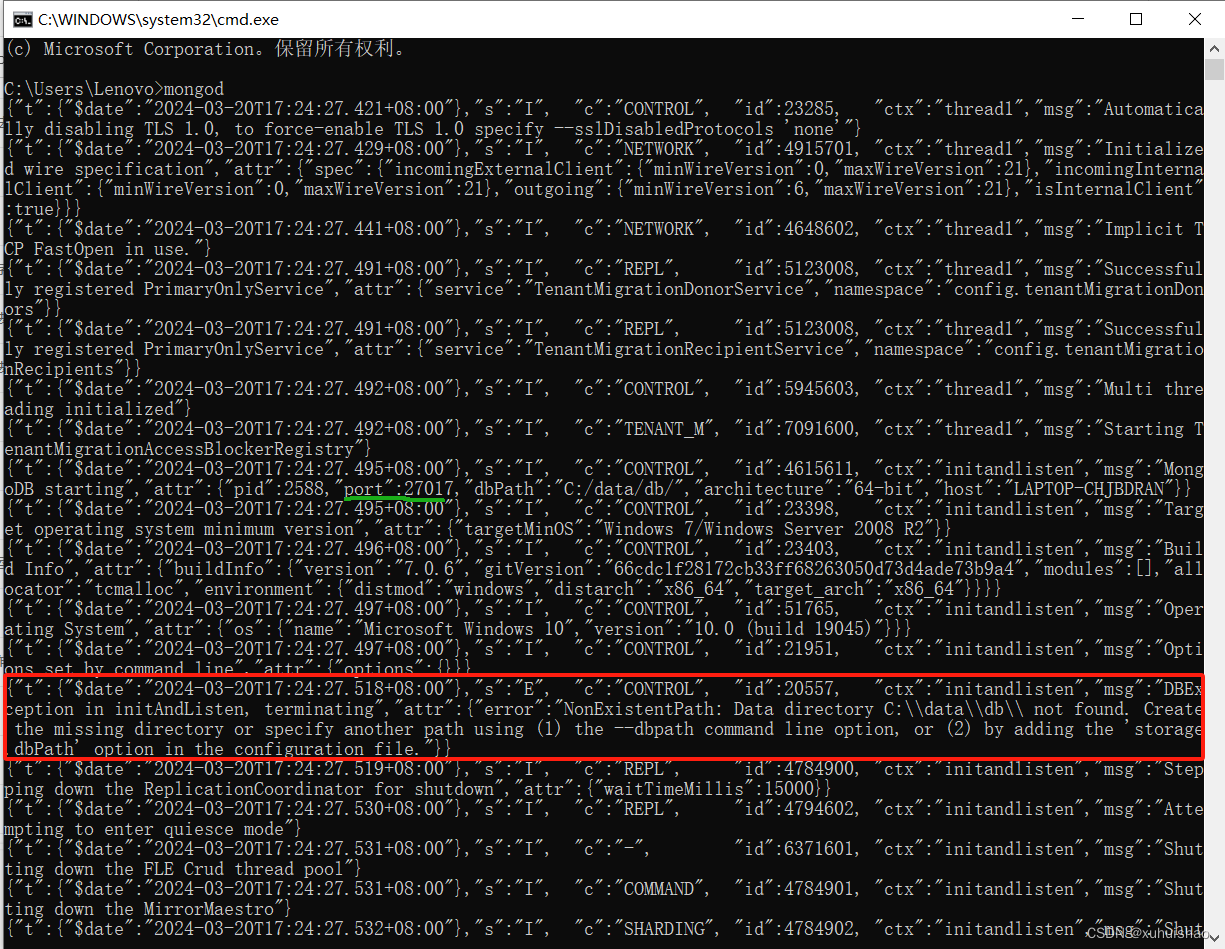 MongoNetworkError: connect ECONNREFUSED 127.0.0.1:27017-CSDN博客