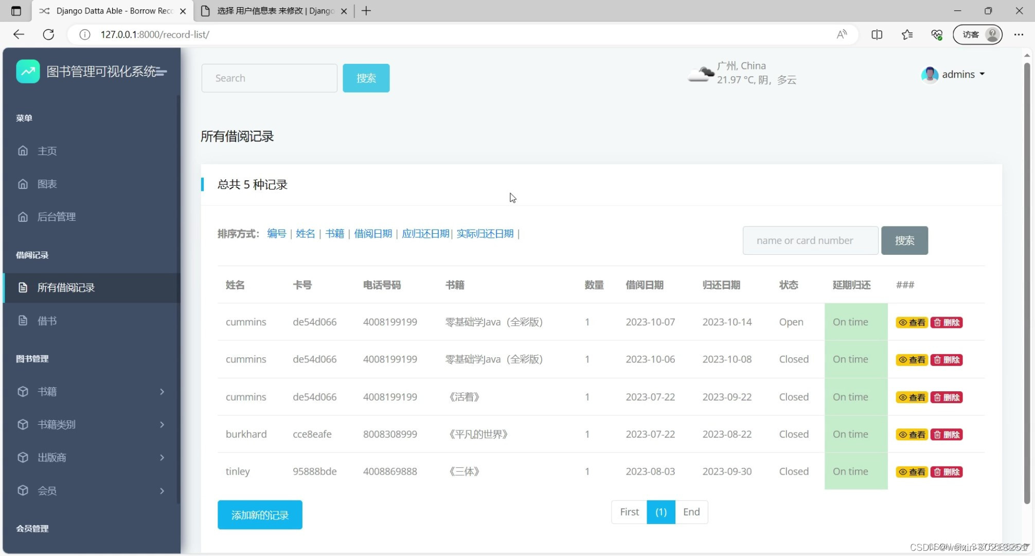 基于hadoopsparkpython图书管理系统可视化django框架 大数据 毕业设计(源码论文) Csdn博客