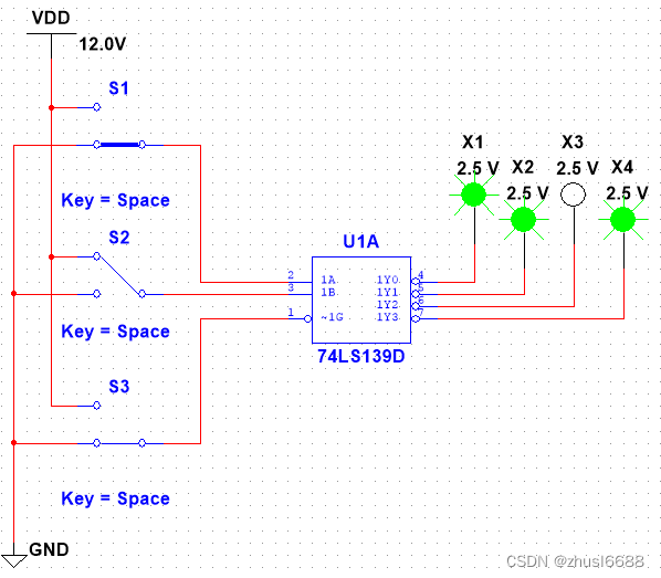 Multisim14.0仿真应用设计（十五）74LS139译码器应用仿真_74ls139真值表-CSDN博客
